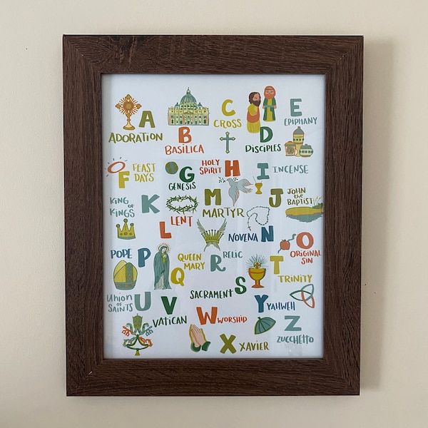 Catholic Abc's Print | Hand-drawn Catholic Alphabet Print | Baptism ...