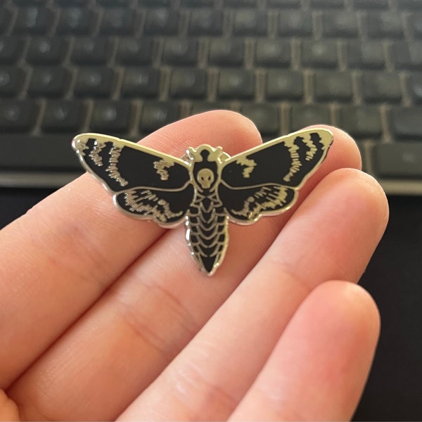Death’s-head Hawkmoth Enamel Pin Badge • Gothic Skull Moth Pin • Spooky ...