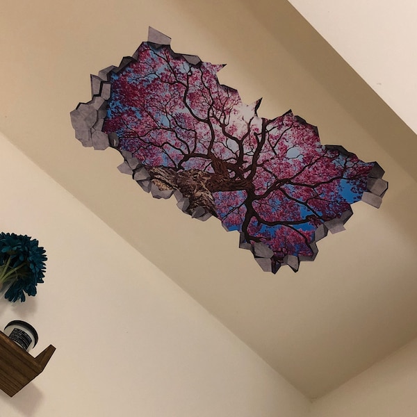 Sakura Cherry Tree Ceiling - 3d Wallpaper - 3d Wall Decals - 3d Printed ...