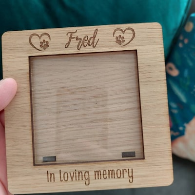 Personalised Paw Print Square Oak Photo Frame, Pet Memorial, Dog or Cat ...