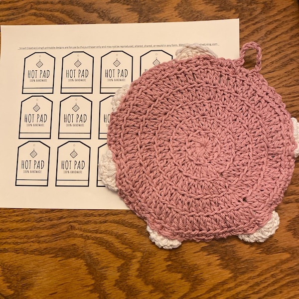 PRINTABLE Hot Pad Tags - Price Labels for Crocheted or Knit Pot Holders ...