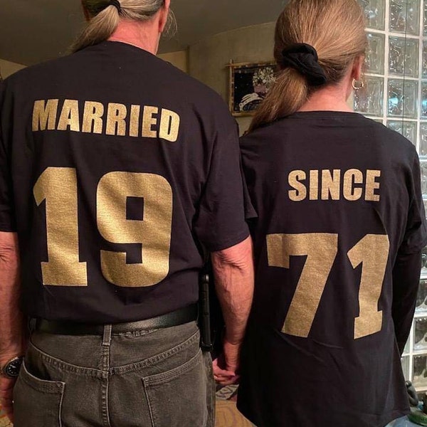 MARRIED SINCE & Celebrating Our 50th ANNIVERSARY Couples T-shirts, Set ...