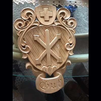 Custom Family Shield Wooden Crest Coat of Arms Personalized Heraldic ...