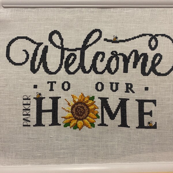 Welcome to Our Home Cross Stitch Pattern, Welcome Sunflower, Home Sign ...