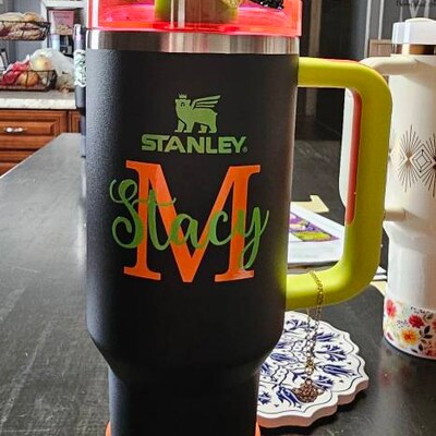 Stanley Cup Decal, Shadow Block Monogram, Sticker for Tumbler, - Etsy