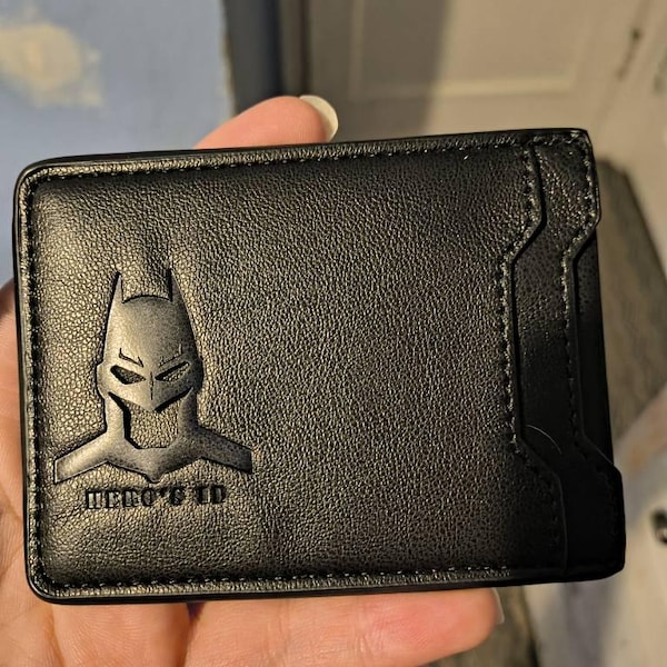 Bat ID Wallet - Leather Wallet With Super Hero Mask - Wallet for Him ...