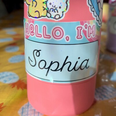 Custom Rainbow Nametag Sticker Kawaii Custom Sticker, Cute Personalized ...