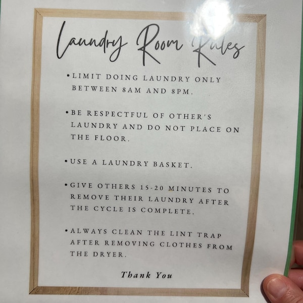 Laundry Room Rules Sign: Airbnb/vrbo Printable (PDF, Canva Template) - Etsy