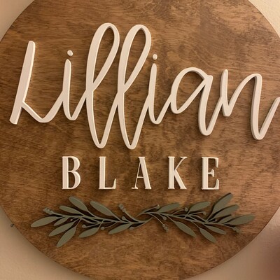 Nursery Name Sign, Above Crib Name Sign, Round Name Sign, Boho Baby ...