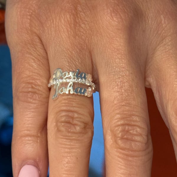 Custom Name Ring, Double Name Ring, Two Names Ring, Personalized Gift for Mom, Best Friend Gift ...