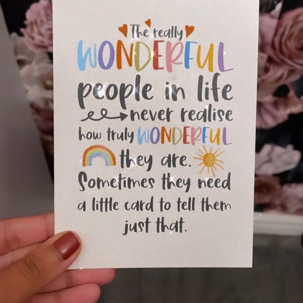 Wonderful People, Positivity Card, Friendship Card, Thank You Friend ...