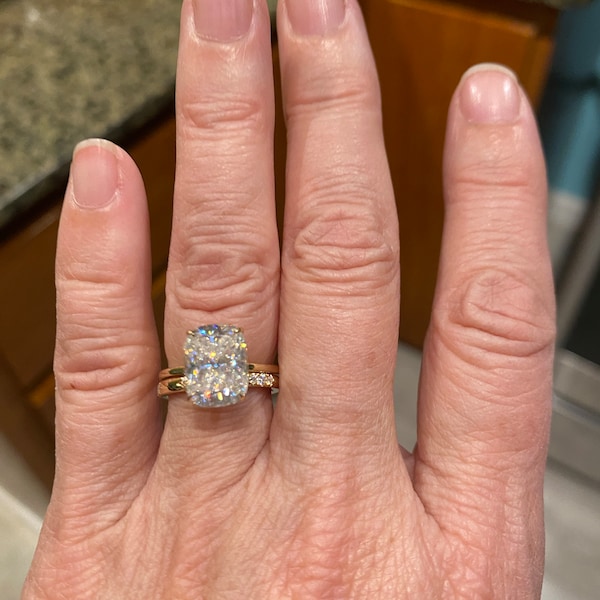 Emerald Cut Moissanite Full Eternity Band, Sparky Diamond Wedding Band ...