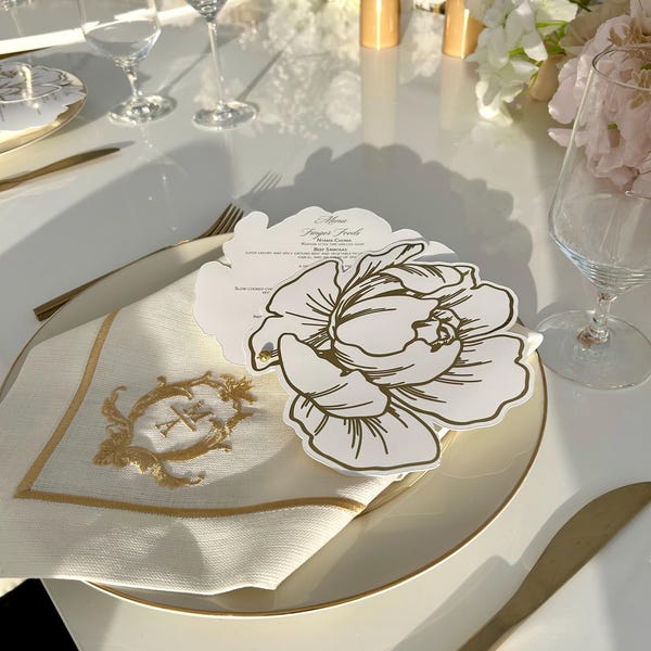 Personalized Embroidered Elegant Table Linen; Antique Rococo Monogram ...