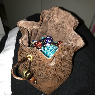 Dice Game Bag, Leather Large Dice Bag of Holding, Drawstring Pouch Bag ...