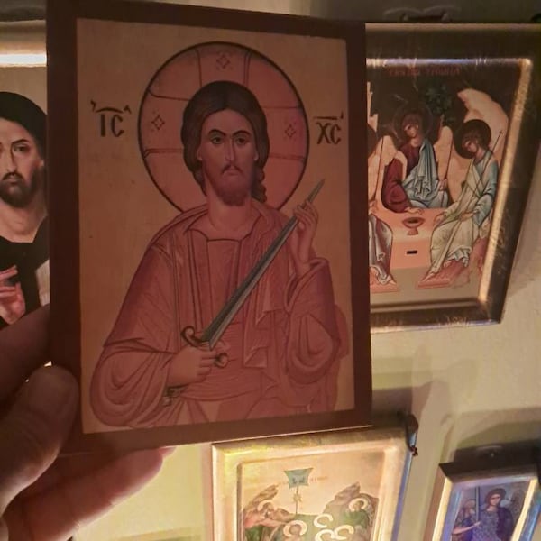 Custom Iconostasis Diptych Jesus Christ Life Giver & Virgin Mary Icon ...