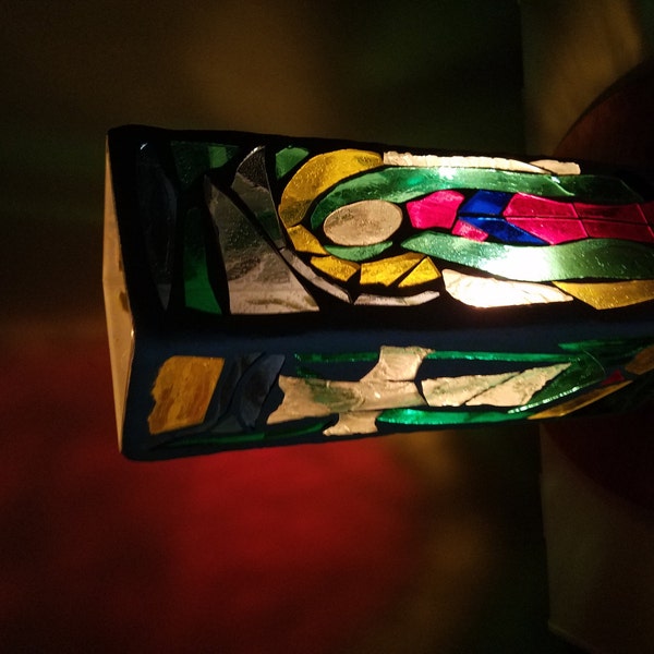 Stained Glass Candleholder,"morning Sunset",candle, 4X4' Square,orange ...