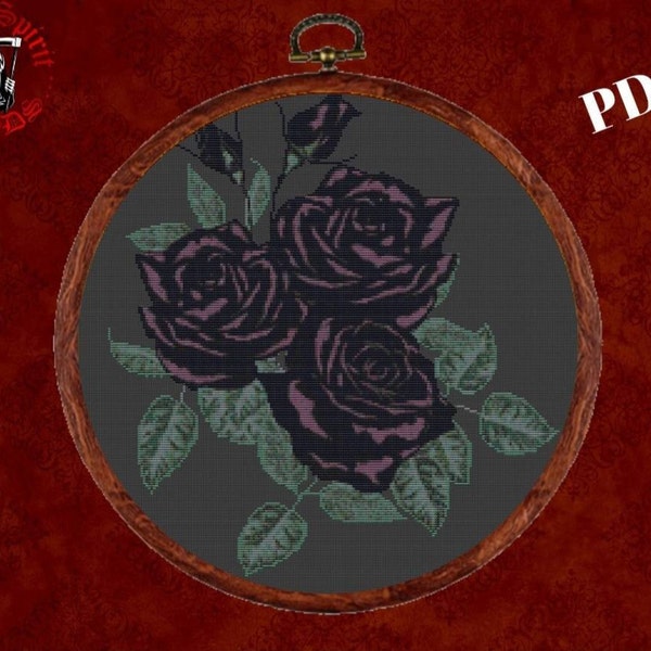 Bleeding Rose Cross Stitch Pattern PDF , Gothic Cross Stitch Pattern ...
