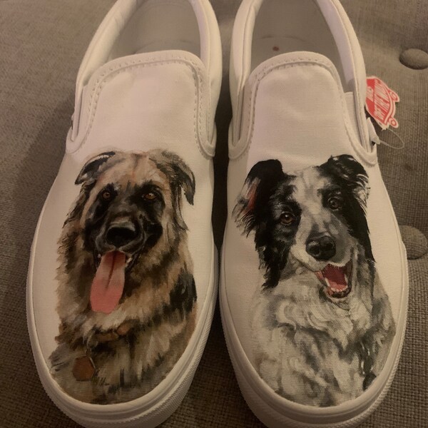 Handpainted Custom Pet Portrait Vans (two Pets) - Etsy