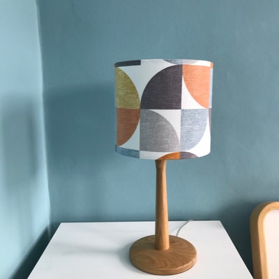 Scandi Lampshade Grey Orange Mid Century Scandinavian 20cm - Etsy UK