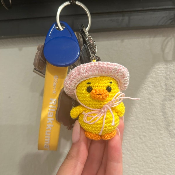 Cute Duck Wear Hat Keychain, Crochet Duck Keychain, Duck Keychain, Duck ...