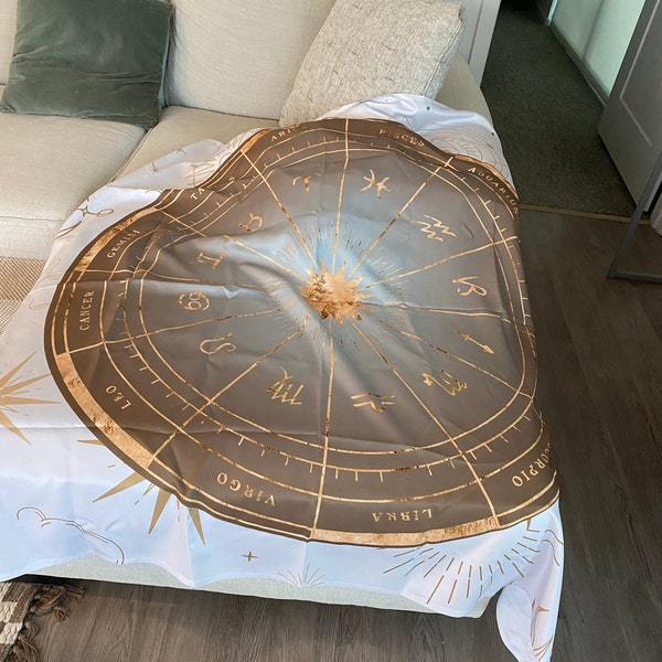 Elvish Green Gold Astrology Altar Cloth Witchy Tablecloth Divination ...