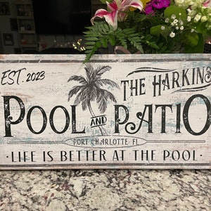 Personalized Pool & Patio Sign, Pool Sign, Swimming Pool Decor, Outdoor ...