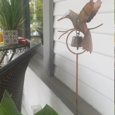 Hummingbird Garden Stake, Happy Gardens, Garden Decoration, Handmade ...