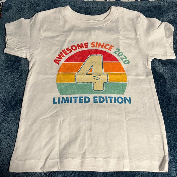 Awesome Since 2021, 4th Birthday Shirt, Hello Four, 4th Birthday ...
