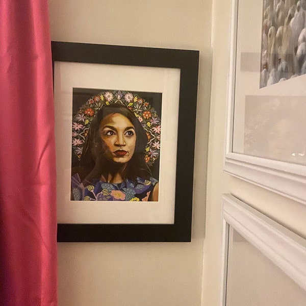 AOC Portrait Art Print: Alexandria Ocasio-cortez Oil Painting (digital ...