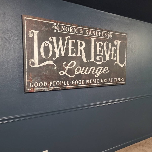 Personalized Custom Lower Level Lounge Sign Modern Farmhouse Wall Decor ...
