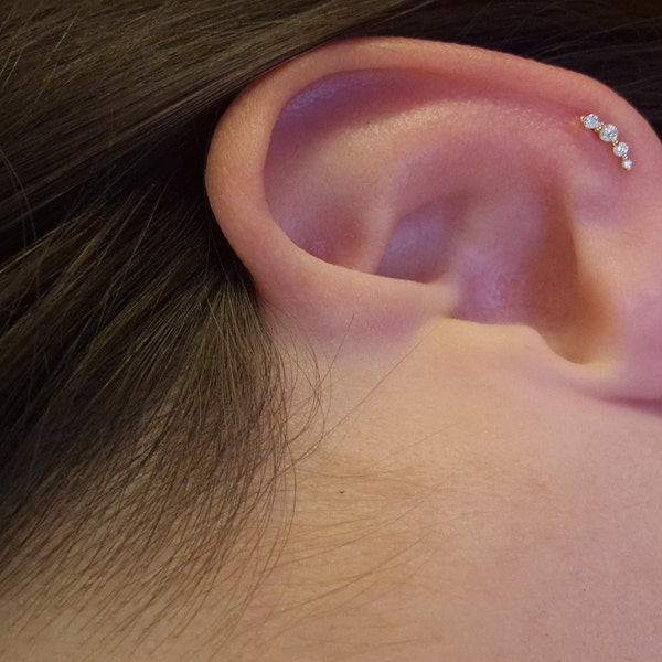 14k Solid Gold Labret Piercings, Opal Labret Piercing, Solid Gold ...