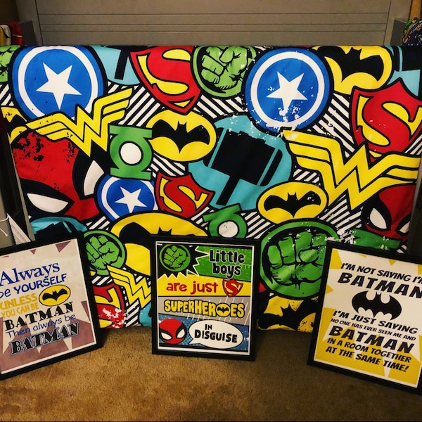 Boys Duvet Cover Superhero Bedding Set Kids Comforter Twin XL Bed Set ...