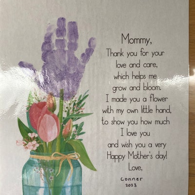 Hello Spring Flower Handprint Craft, Printable Handprint Art, Daycare ...