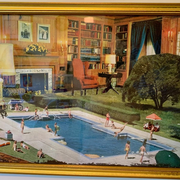 Modern Art Print, Swimming Pool Prints, Summer Decor, Vintage, Collage ...