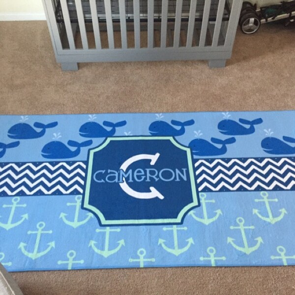 Whale Nursery Rug Custom Whale Nursery Rug Monogrammed Whale Rug A ...