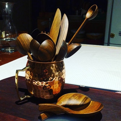 Round Walnut Wooden Spoon Handcarved Spoon Peanut Butter - Etsy