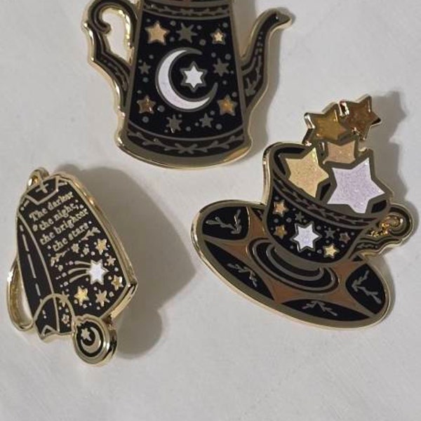 BOOKISH TEA SET Mini Enamel Pins. Hard Enamel Pin. Witchy Pin. Teapot ...
