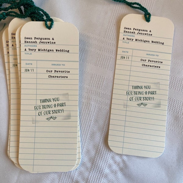 Personalized, Library Check-out Card Wedding Bookmark Favors - Etsy
