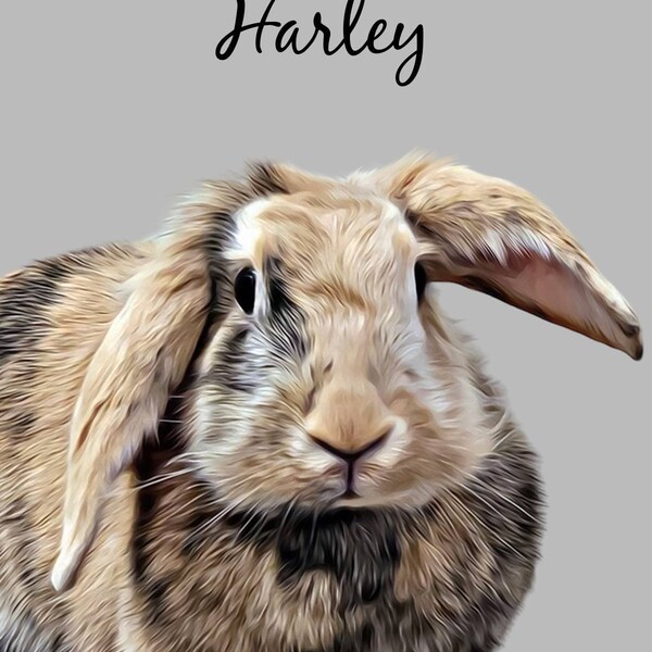 Custom Rabbit Portrait From Photo Rabbit Painting Pet Rabbit Lover Gift ...