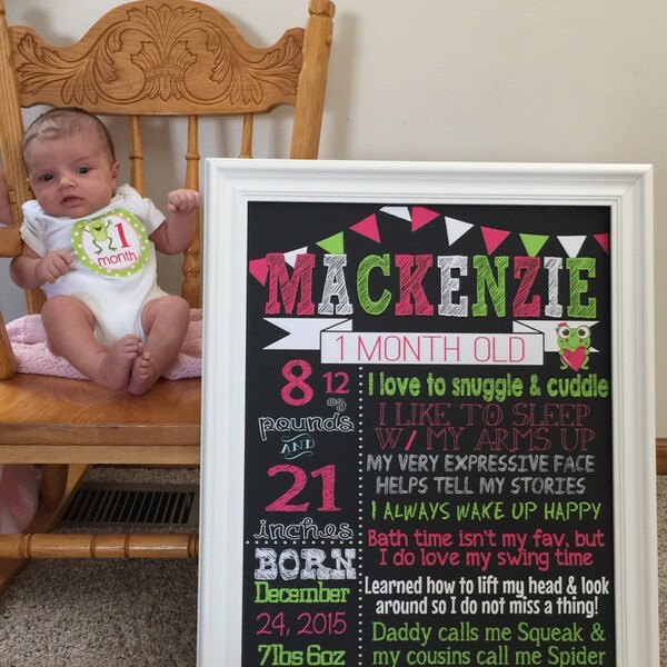 Monthly by Month Milestone Sign for New Babies, Unique Milestone ...