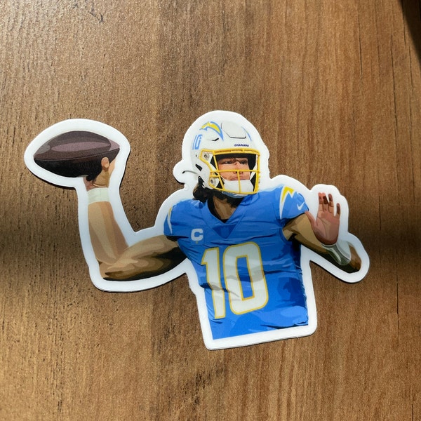 Justin Herbert Los Angeles Chargers Vinyl Sticker Throw (white Border ...