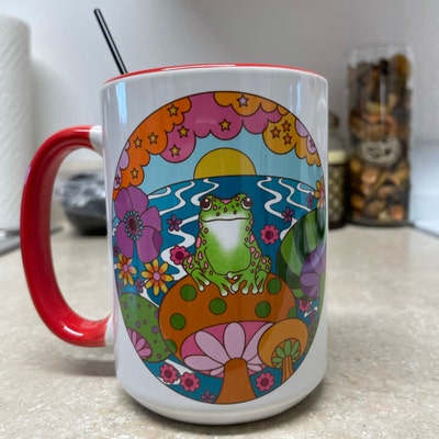 Happy Frog Mug...eco-friendly Packaging...mushroom...large Mug...happy ...
