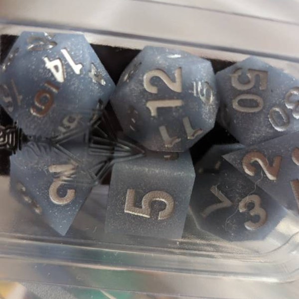 Sharp Edge Silicone Rubber 16mm 7 Die Polyhedral Dice Set - Glacial ...