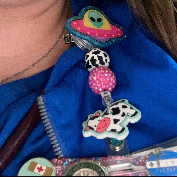 UFO Badge Reel, Alien Badge Reel, Spaceship Badge Reel, Nurse Badge ...