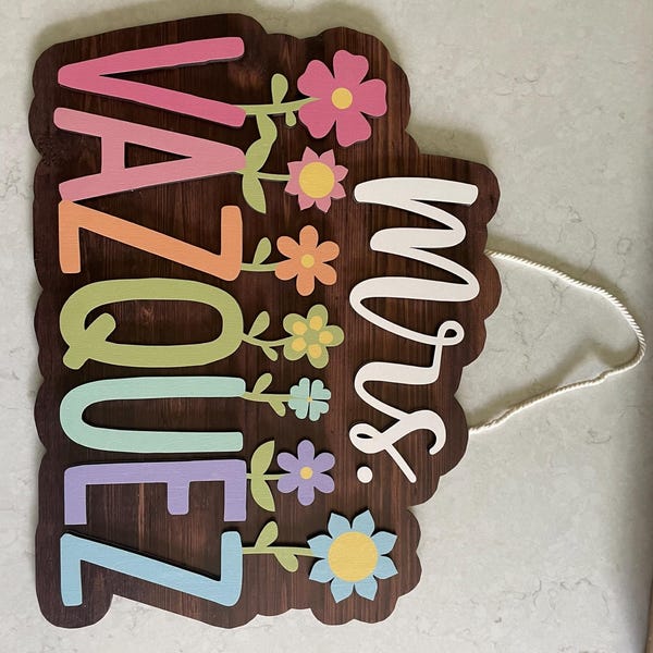 Flower Custom Name Plate for Desk, Customized Acrylic Plate Gift for ...