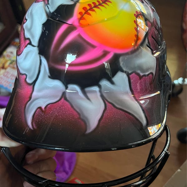 Airbrushed Floral Softball Helmet (face Shield Not Included, Purchase ...