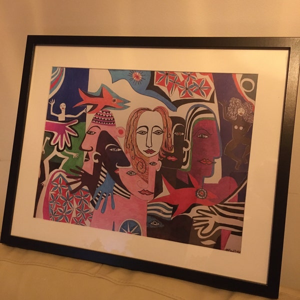 Modern Art Cubist Painting Picasso Inspired Picasso Style Art Brut ...