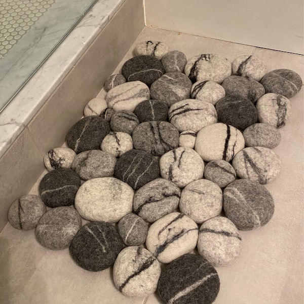 Felt Stone Rug , Felt Carpet , Felted Wool Stone , Felt Stone Rug Bath ...