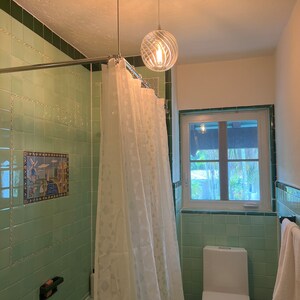 Set of Four Hanging Lights Over Bar, Ceiling Light Fixture, Blown Glass ...