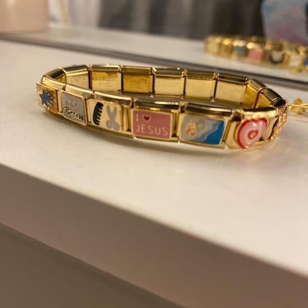 Personalized Italian Bracelet, Custom Gold Italy Charms, Gold Italian ...